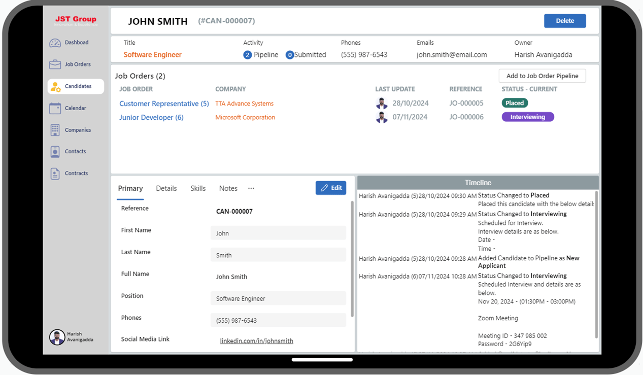 Case study: Recruitment Tracker Application - JST Group